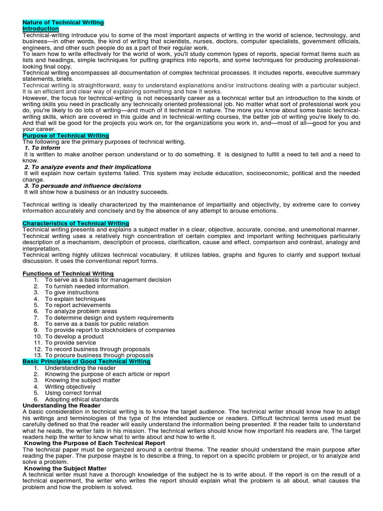 Understanding Technical Writing Essentials | PDF | Writers | Definition