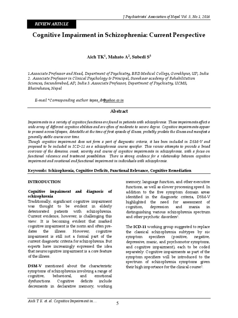 Cognitive Impairment in Schizophrenia | PDF | Schizophrenia | Antipsychotic