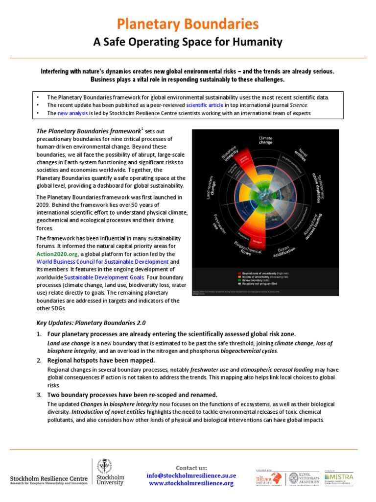 Planetary Boundaries: A Safe Operating Space For Humanity | PDF ...