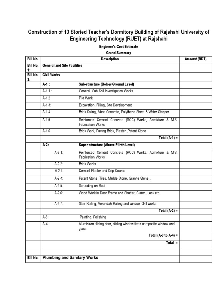 Construction of 10 Storied Teacher's Dormitory Building of Rajshahi ...