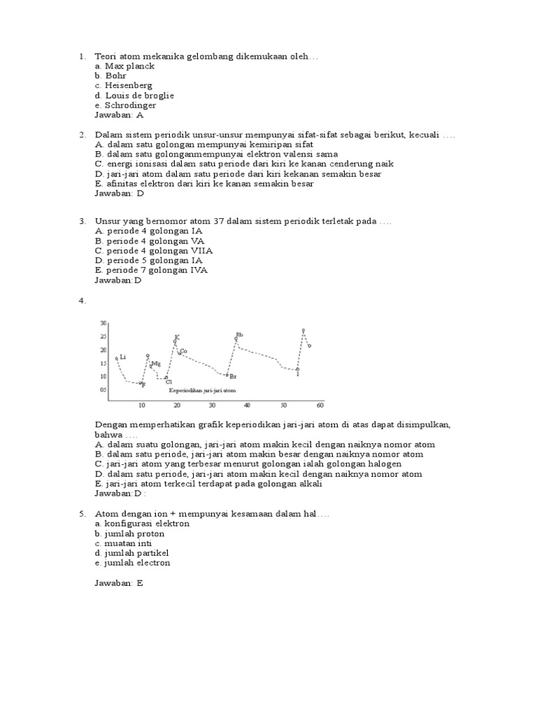 Soal Sistem Periodik Dan Sifat Periodik | PDF