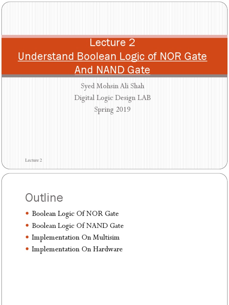 Understand Boolean Logic of NOR Gate and NAND Gate: Syed Mohsin Ali ...
