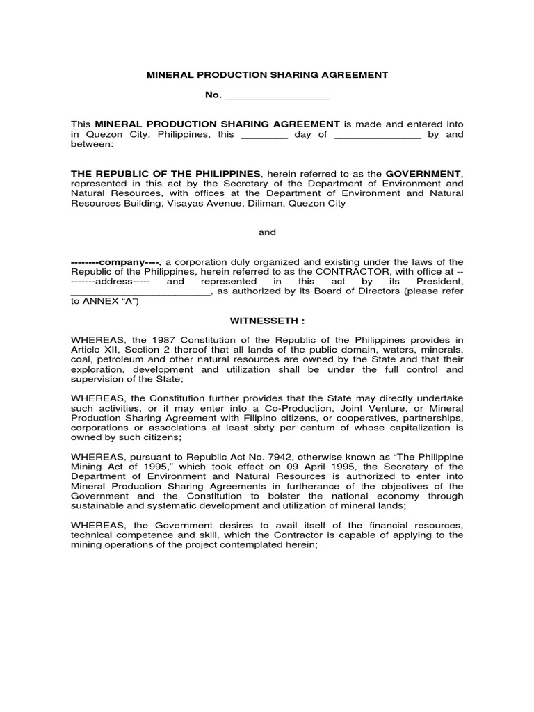 Mineral Product Sharing Agreement | PDF | Mining | Arbitration