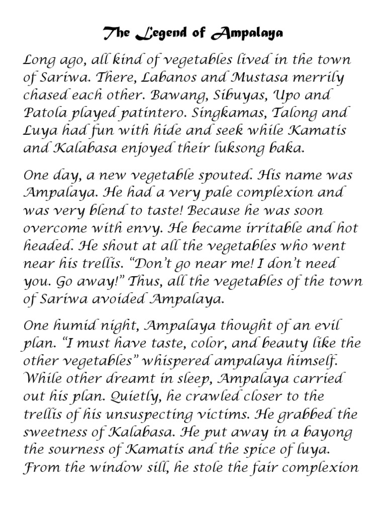 Legend of Ampalaya | PDF | Religion & Spirituality | Poetry