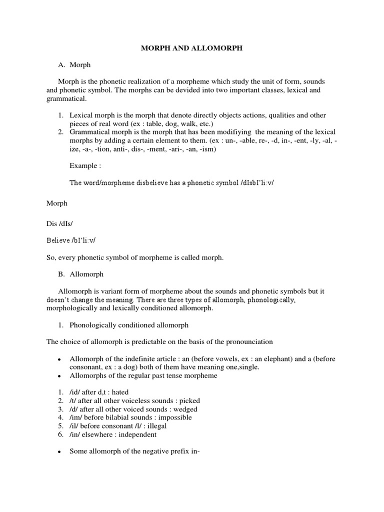 An In-Depth Exploration of Morphs and Allomorphs: Their Definitions ...