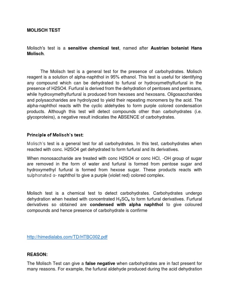 Molisch Test | Carbohydrates | Carbohydrate Chemistry
