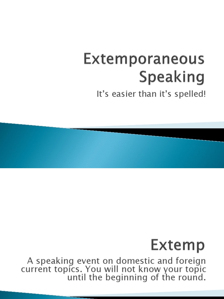 Extemporaneous Speaking | PDF