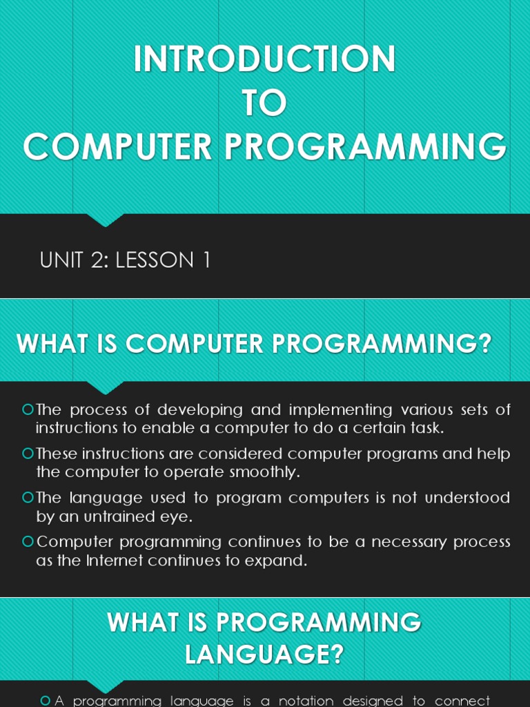 TO Computer Programming: Unit 2: Lesson 1 | PDF | Functional ...