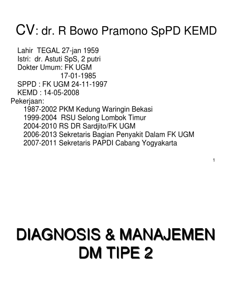 Dr. R Bowo Pramono SPPD Kemd | PDF | Diabetes Mellitus | Diabetes ...