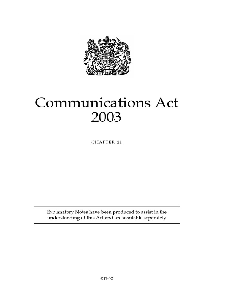 Communications Act - 2003 | PDF | Communications Act Of 1934 | Bbc