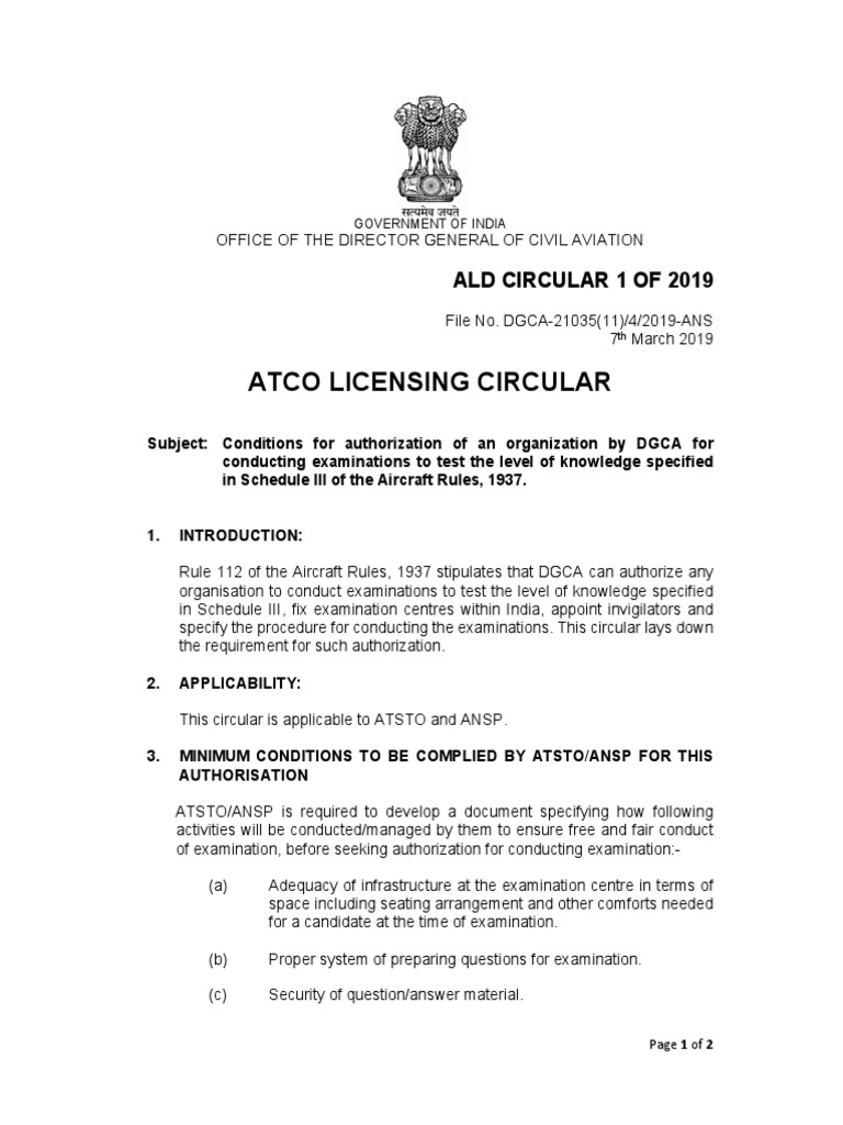 Atco Licensing Circular | PDF | Test (Assessment) | Government Information