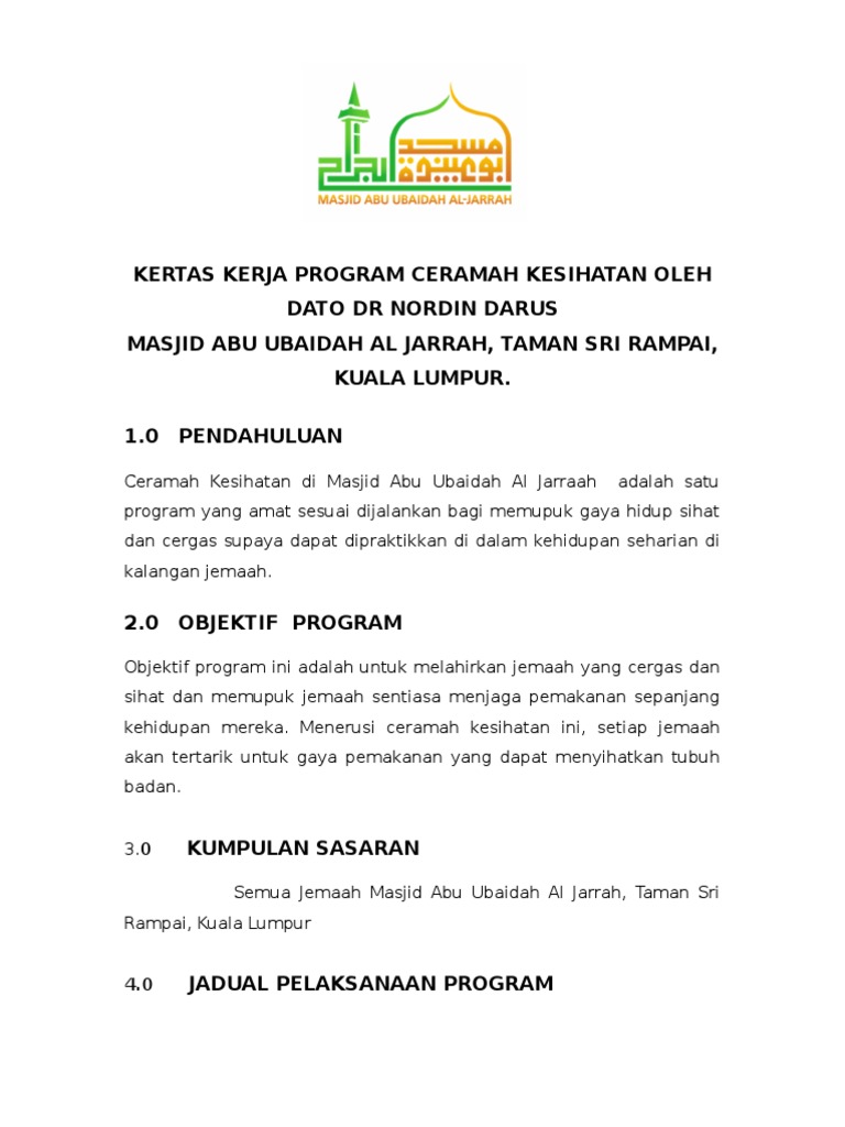 Kertas Kerja Ceramah Kesihatan Dato DR Nordin Darus | PDF
