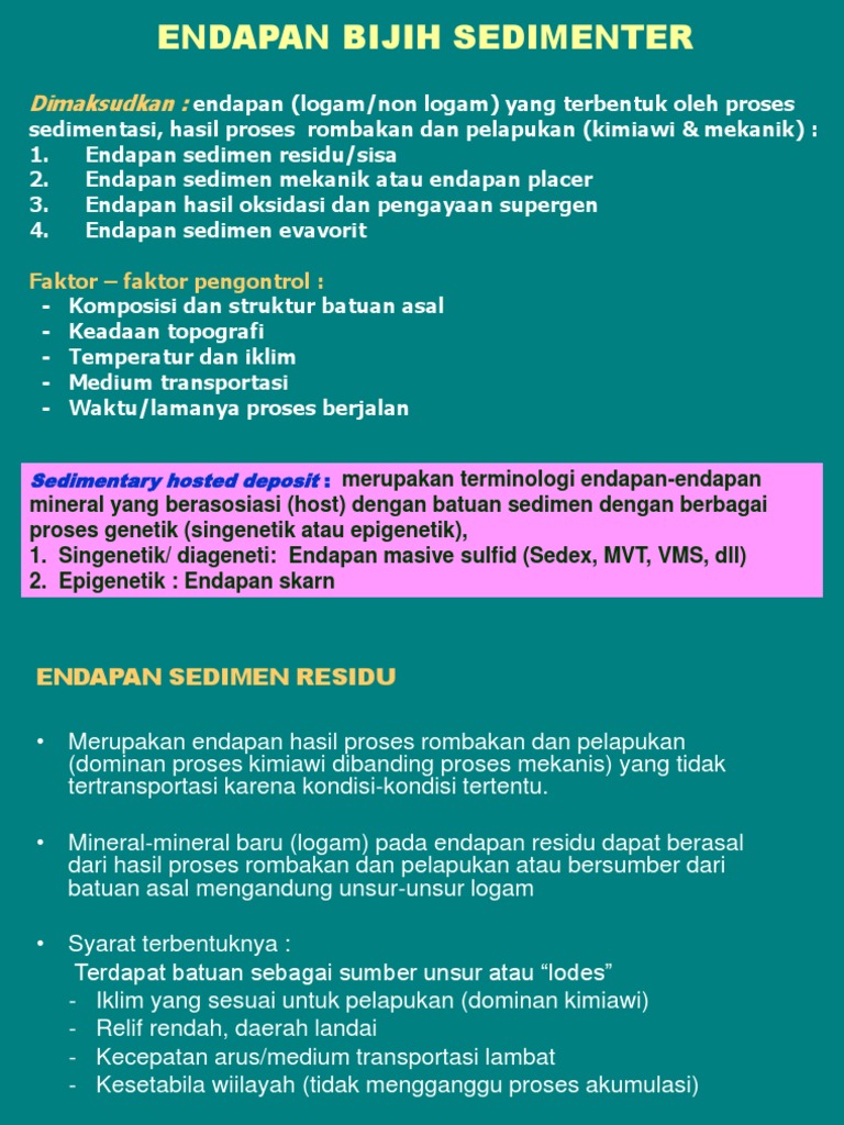 Jenis dan Proses Endapan Bijih Sedimen | PDF | Ilmu Sosial | Sains ...