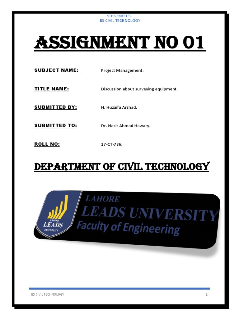 Assignment No 01: Department of Civil Technology | PDF