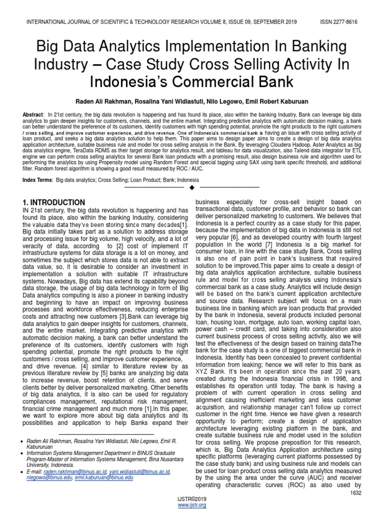 Big Data Analytics Implementation in Banking Industry Case Study Cross ...