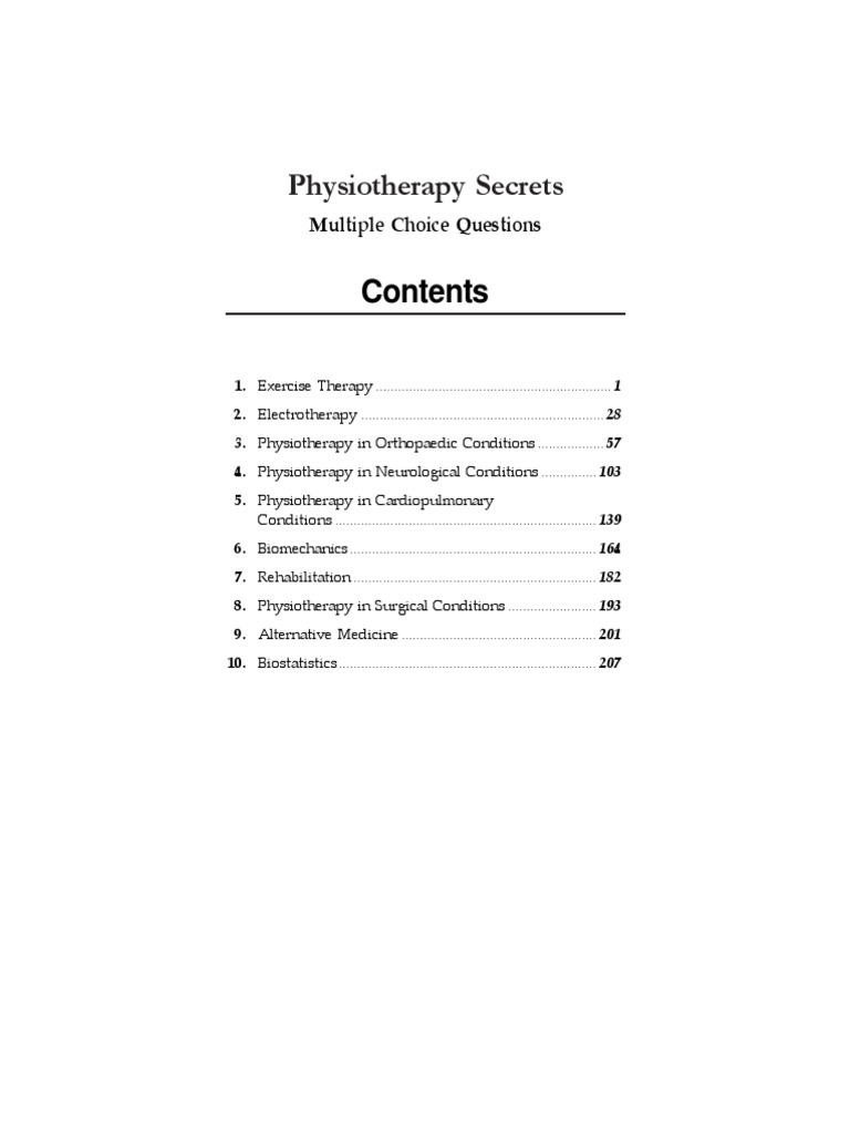 Physiotherapy Secrets: Multiple Choice Questions | PDF | Wellness