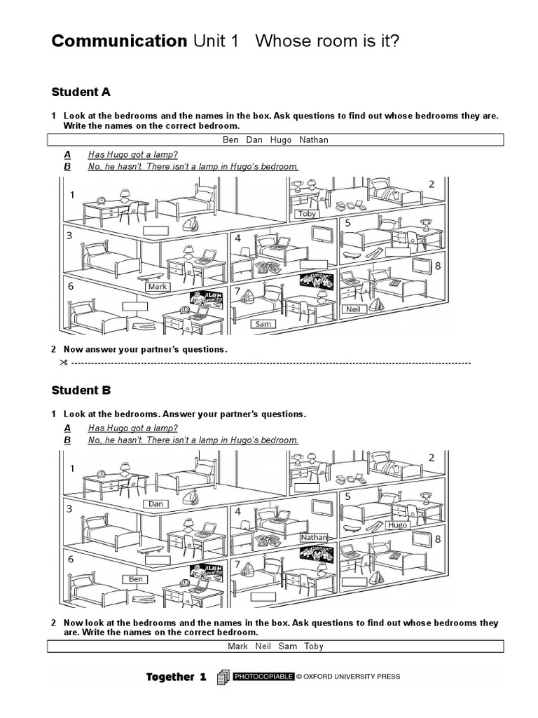 Whose Room? Pairwork Activity Guide | PDF | Language Arts & Discipline