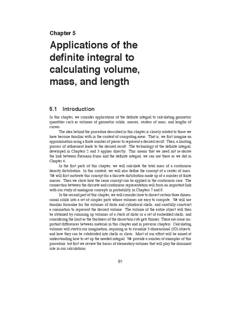 Volume, Mass and Length | PDF | Volume | Integral