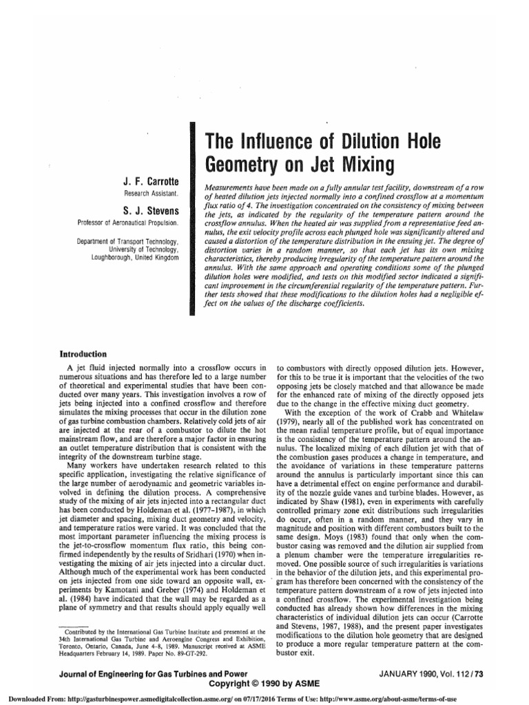 The Influence of Dilution Hole | PDF | Jet Engine | Vortices