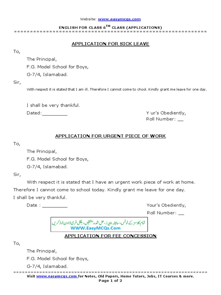 6th Class English Applications Notes | PDF | Business