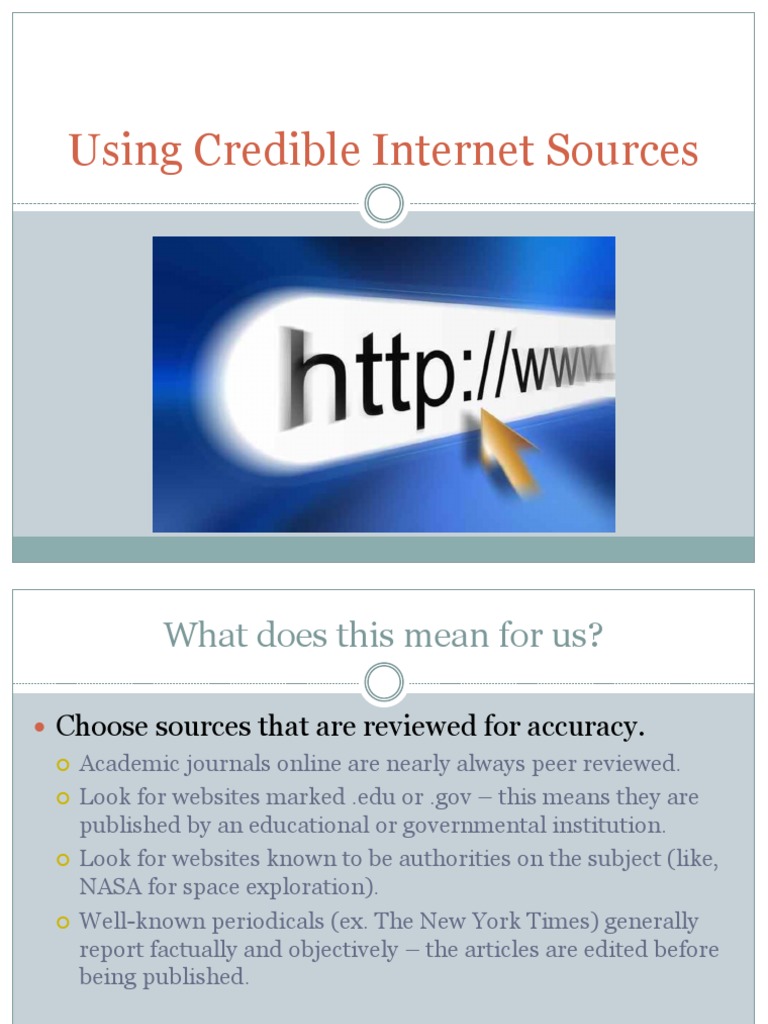 Using Credible Internet Sources | PDF | Wikipedia | Internet
