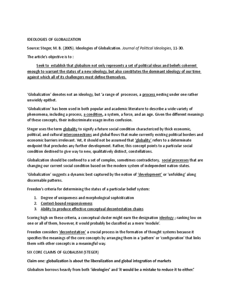 Ideologies of Globalization | PDF | Globalization | Ideologies
