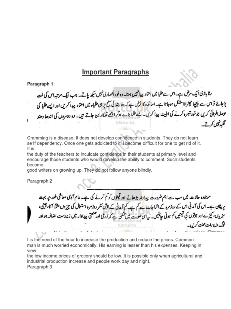 Important Paragraphs: Paragraph 1 | PDF | Poverty | Poverty & Homelessness