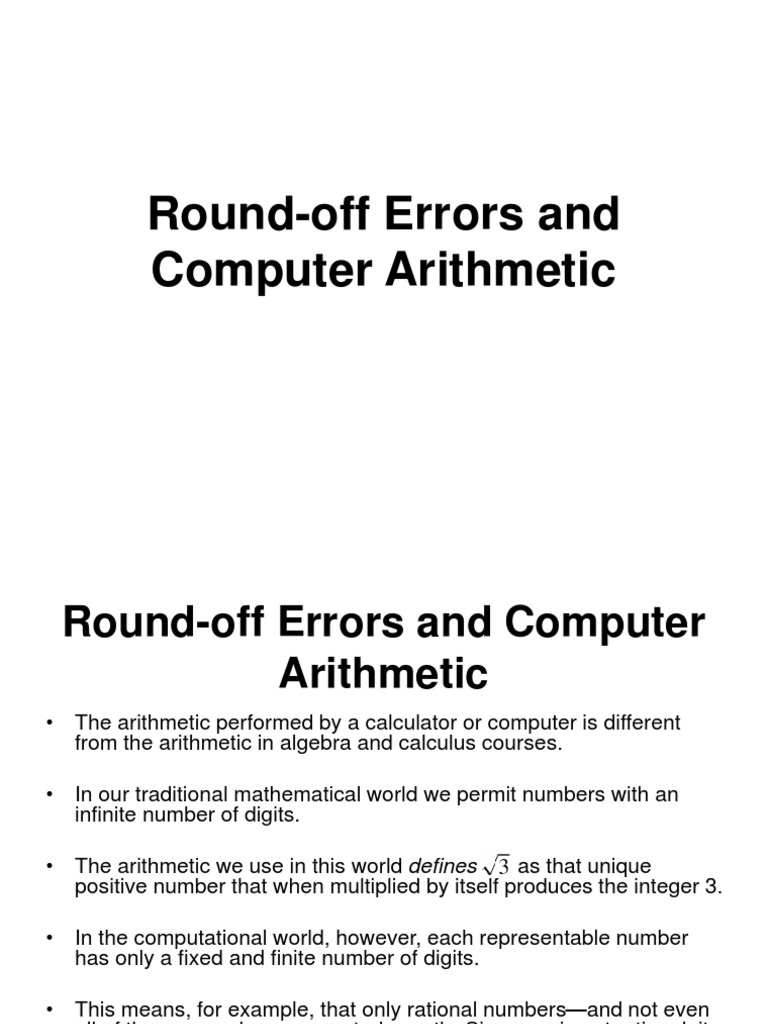 Understanding Round-Off Errors and Machine Arithmetic | PDF | Numbers | Arithmetic