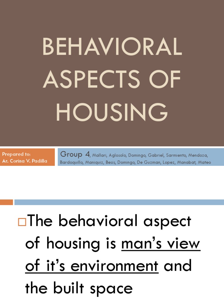 Behavioral Aspects of Housing | PDF | Psychology | Behavioural Sciences