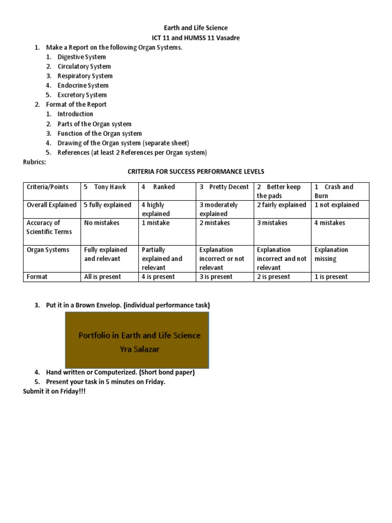 Earth and Life Science Performance Task | PDF