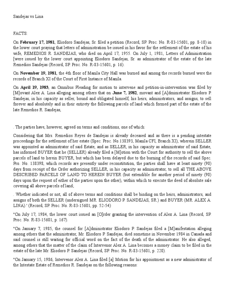 Sandejas Vs Lina | PDF | Inheritance | Marriage