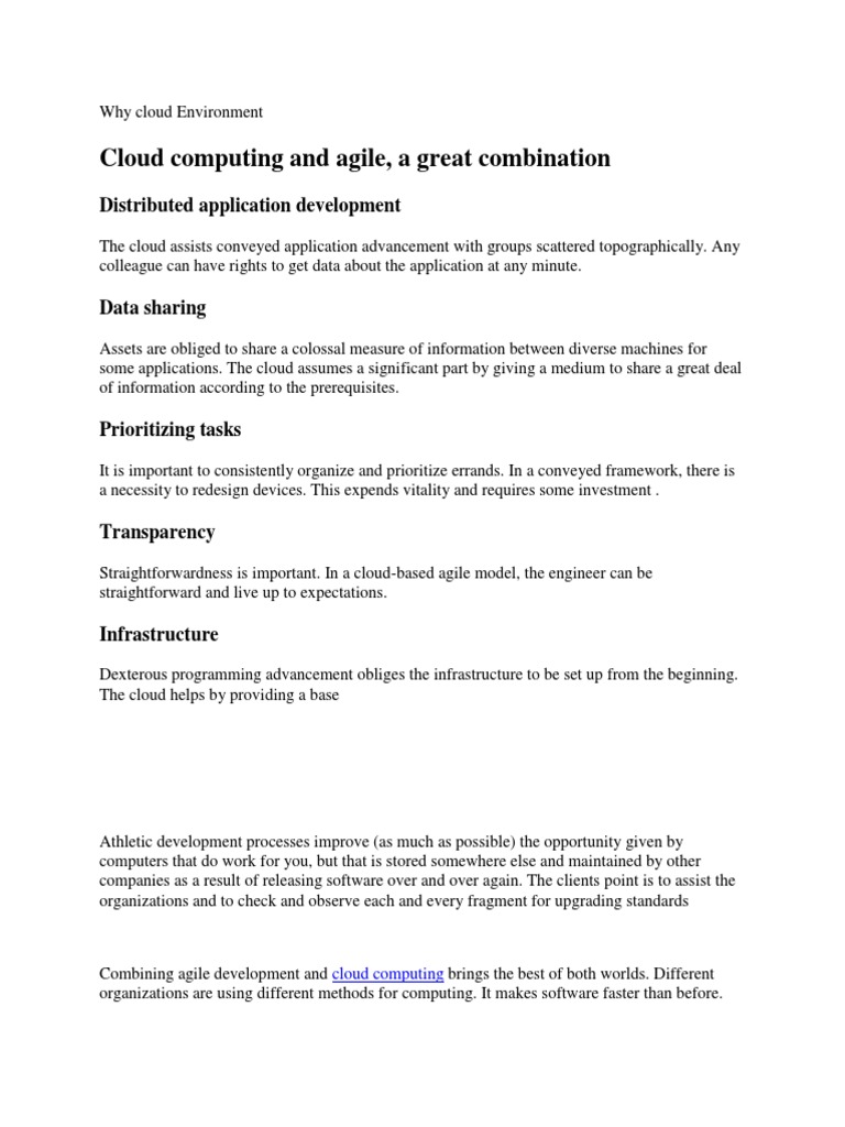 Cloud Computing and Agile, A Great Combination: Distributed Application ...