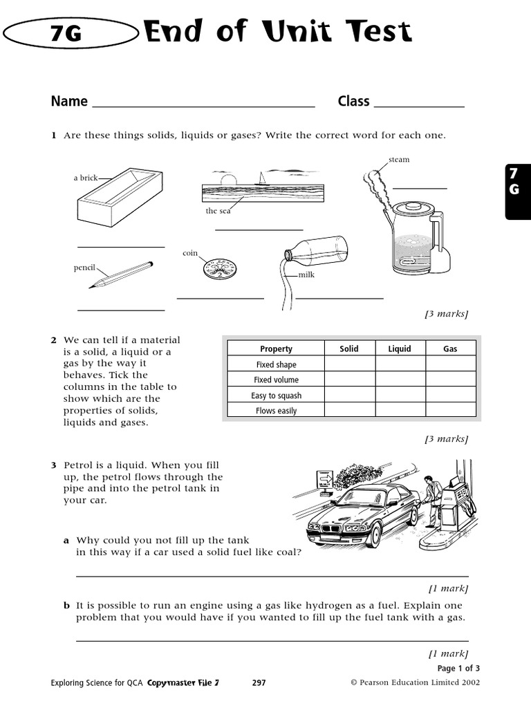 End of Unit Test: Name Class | PDF | Gases | Liquids