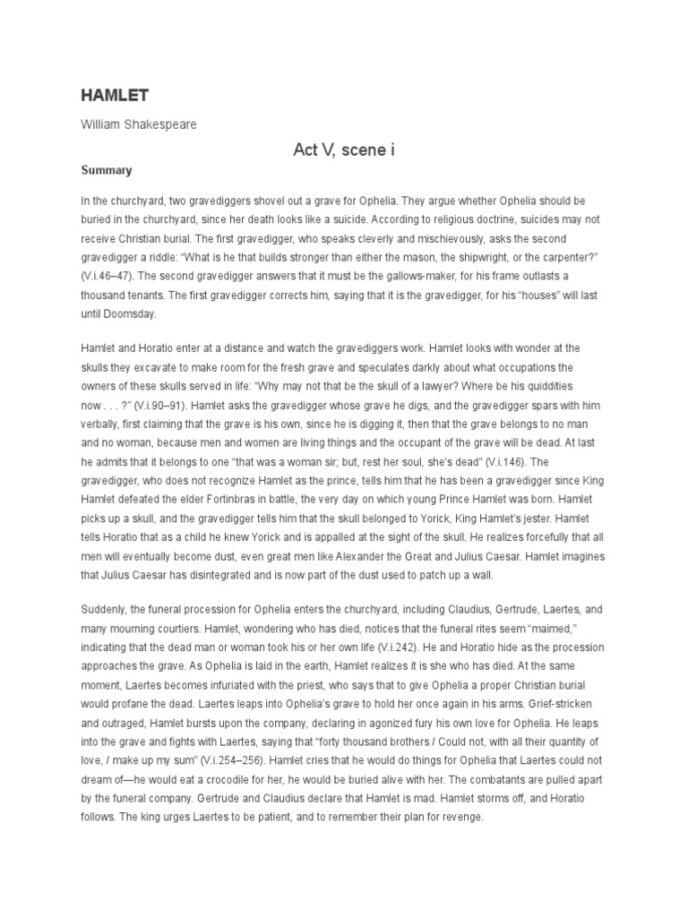 HAMLET Grave Digger Scene | PDF | Hamlet | Plays Based On European ...