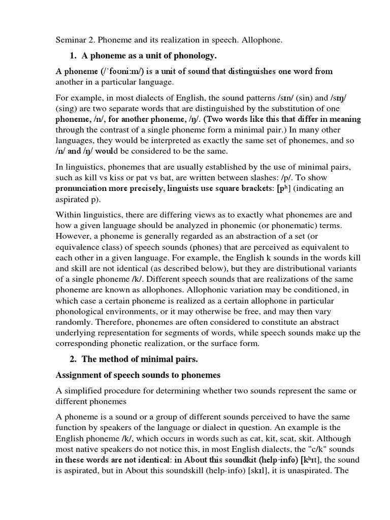 A Phoneme As A Unit of Phonology | PDF | Phoneme | Phonology