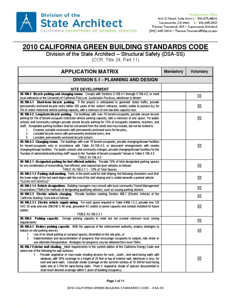 2010 California Green Building Standards Code: Division of The State ...