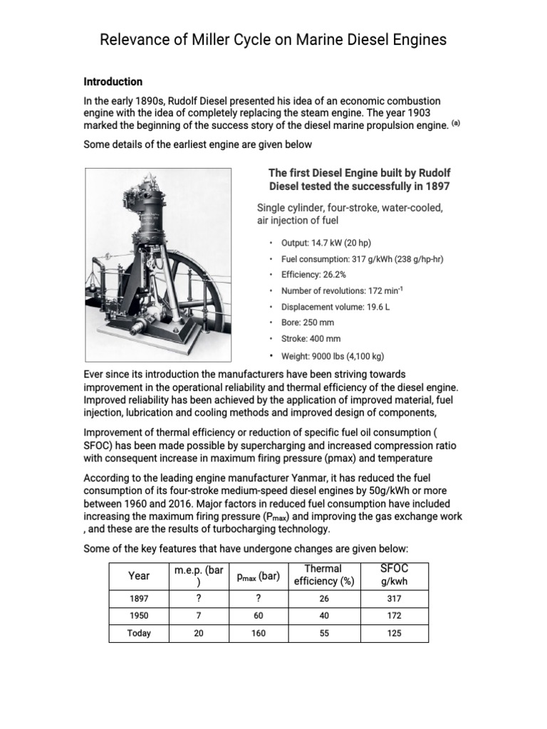 Relevance of Miller Cycle On Marine Diesel Engines: Ritinkar Sen | PDF ...