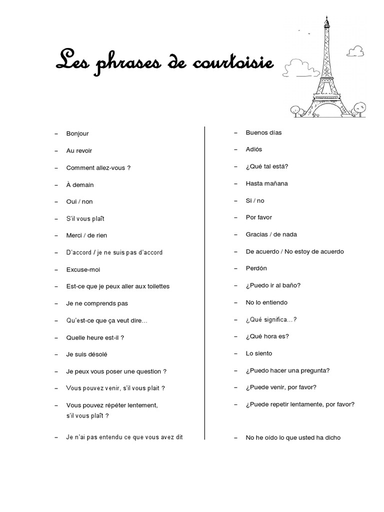 Les Phrases de Courtoisie | PDF | Arts du langage et discipline