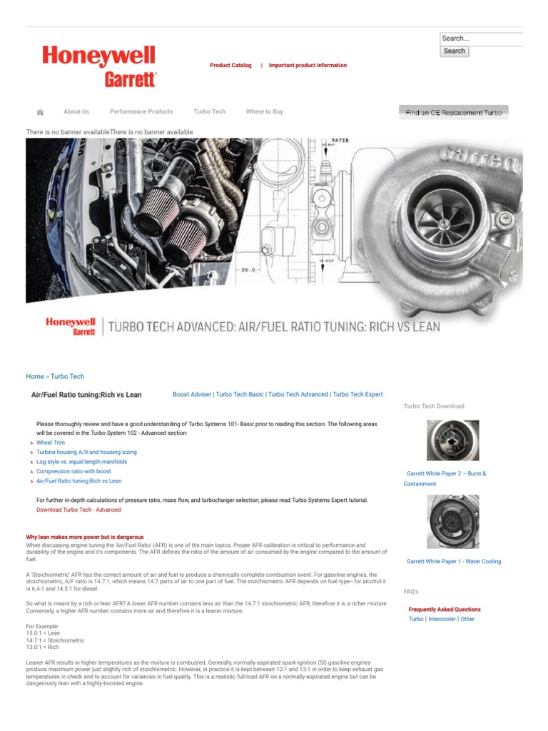 Air - Fuel Ratio Tuning - Rich Vs Lean - Turbobygarrett | PDF ...