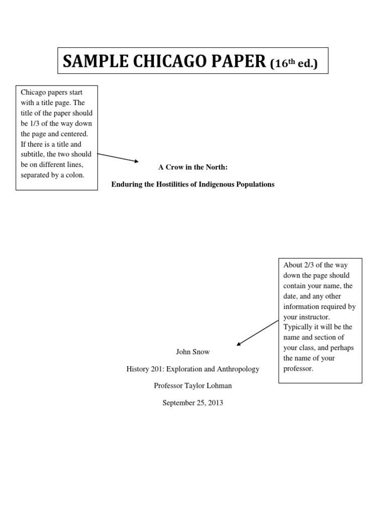 Sample Chicago Paper: A Crow in The North: Enduring The Hostilities of ...