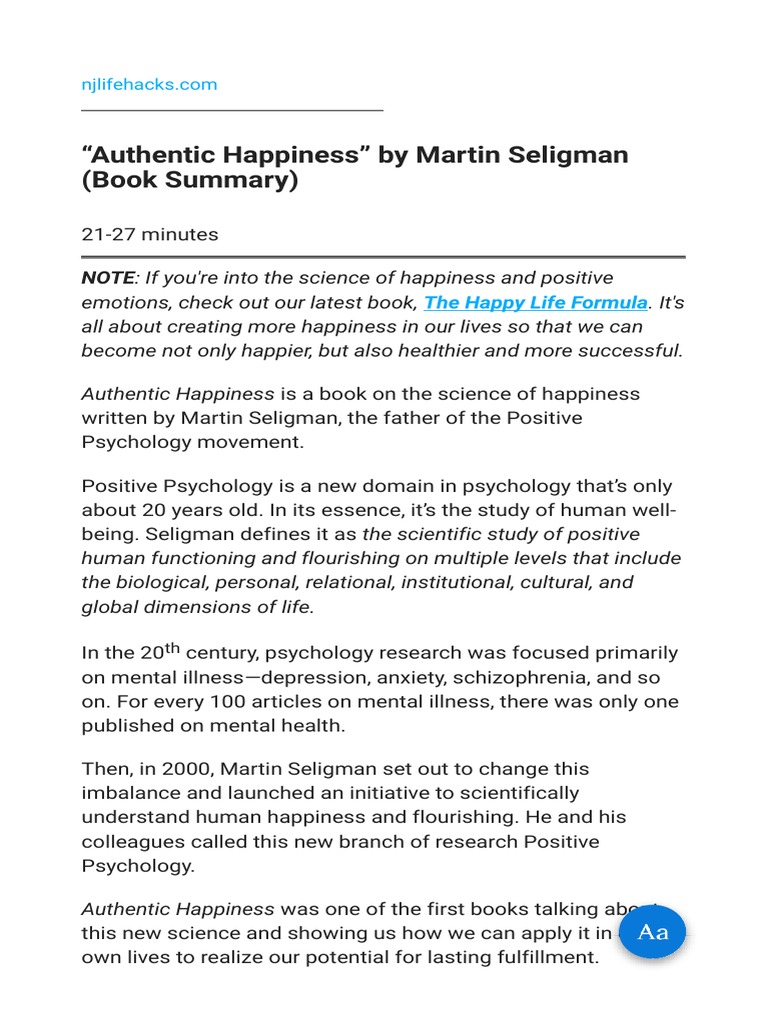 Applying the Science of Happiness: A Summary of Martin Seligman's Book ...
