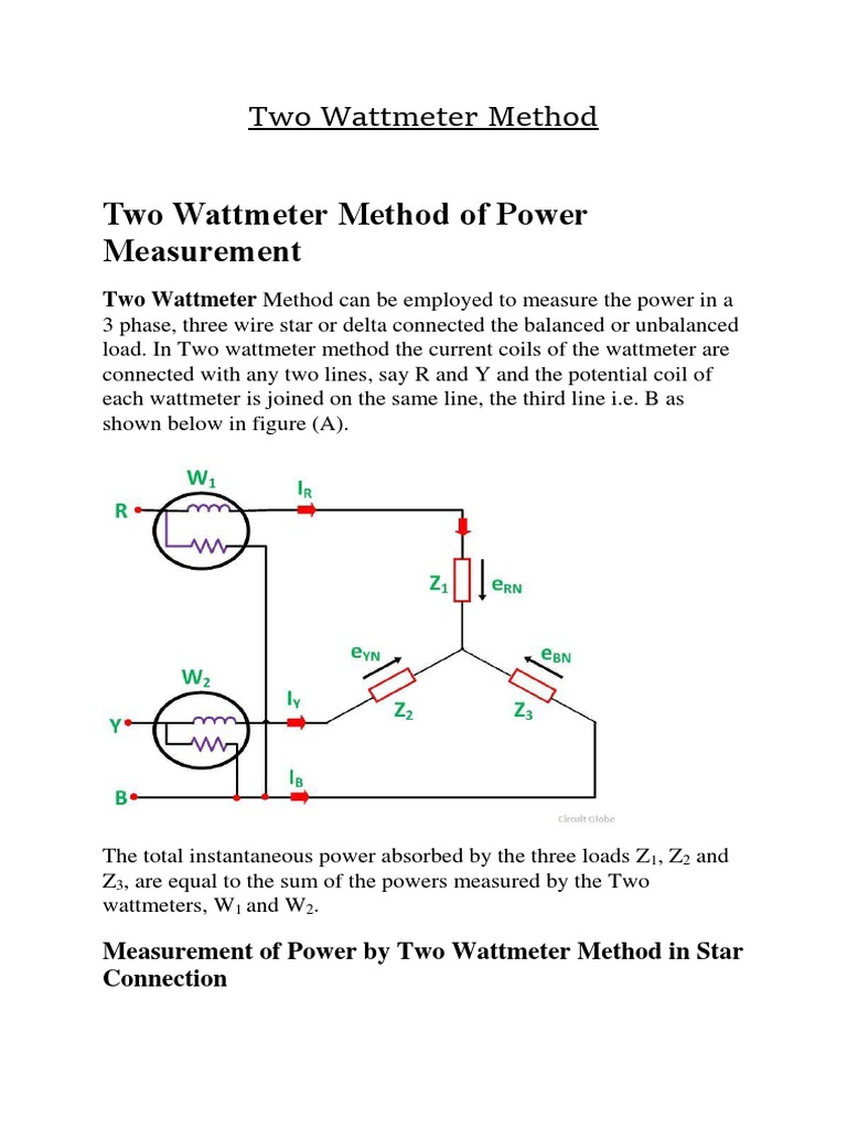 Power Measurement Using Two Wattmeters | PDF | Electronics | Electricity