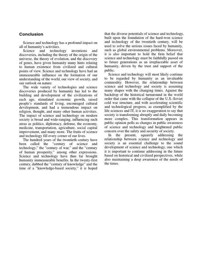 Conclusion | PDF | Science | Human
