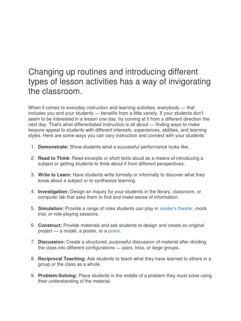 Teaching Instructions | PDF | Differentiated Instruction | Education Theory