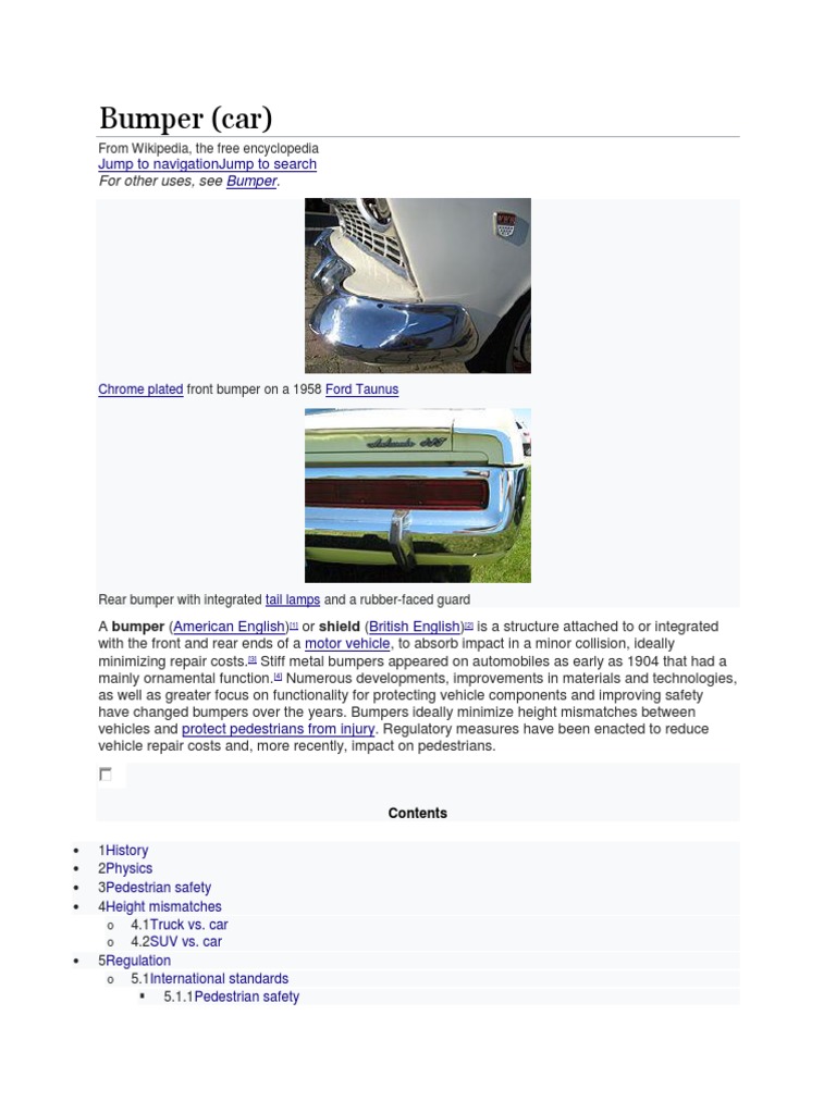 Bumper (Car) : Jump To Navigationjump To Search | PDF | Land Vehicles ...