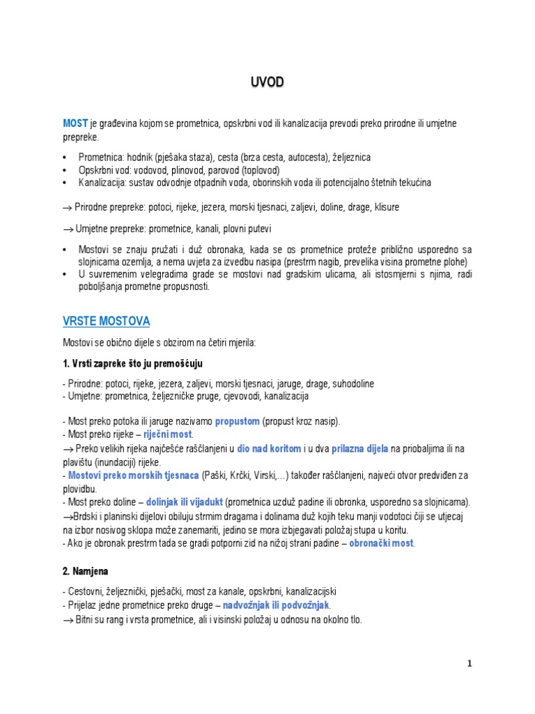 Prvi Kolokvij Mostovi I | PDF