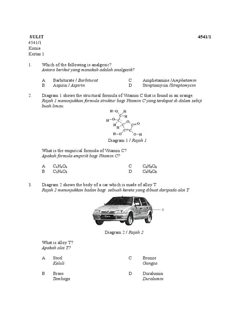 Chemistry Paper 1 | PDF