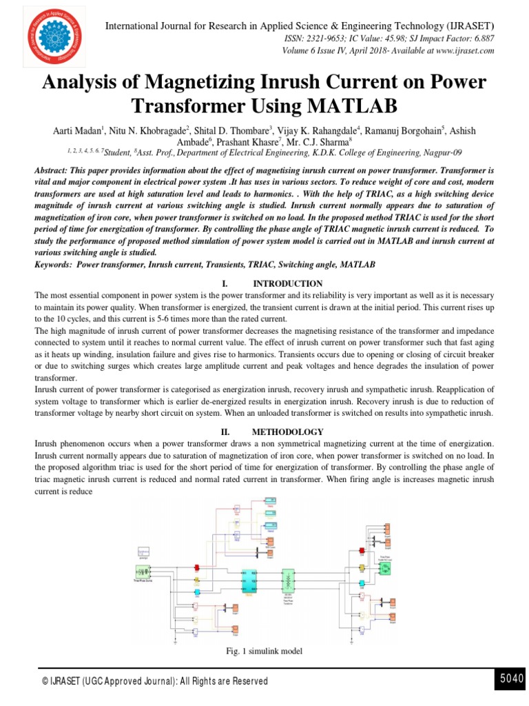 Analysis of Magnetizing Inrush Current On Power Transformer Using ...