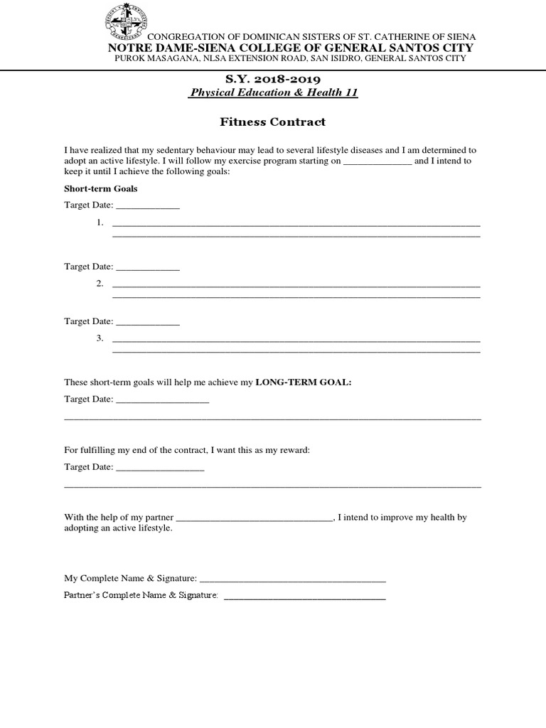 Fitness Contract for Active Lifestyle | PDF | Healthy Diet | Physical ...