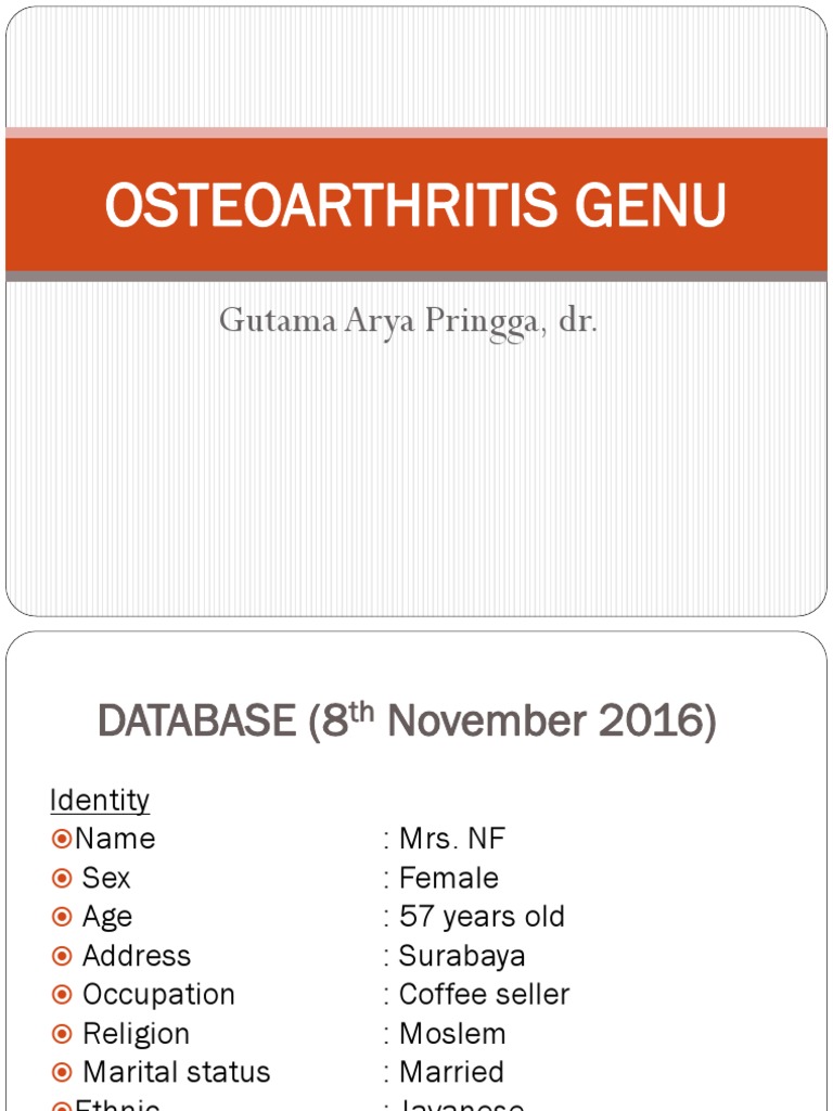 Oa Genu | PDF | Anatomical Terms Of Motion | Musculoskeletal System